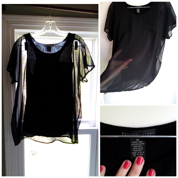 Design History | Tops | Nwot Sheer Overlay Evening Top | Poshmark